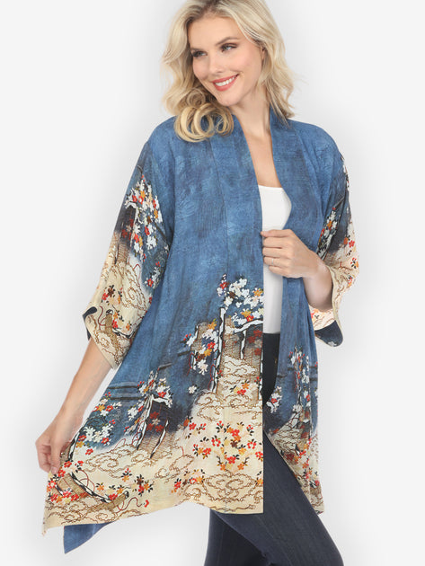 Edo Art Indigo Silk Blend Kimono Jacket – CITRON CLOTHING
