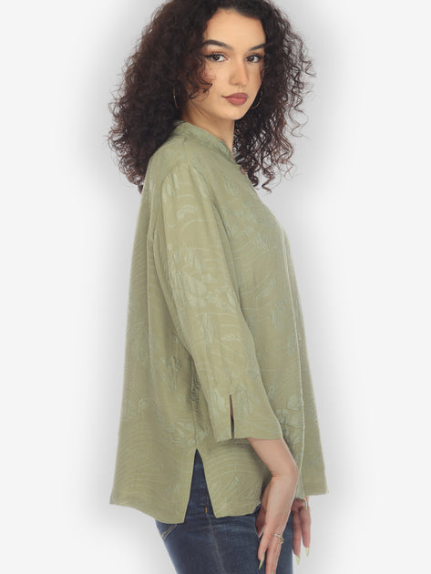 Solid Olive Silk Blouse – CITRON CLOTHING