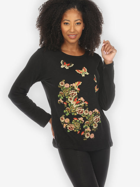 Butterfly Flower Print Cotton Exclusive Tee – CITRON CLOTHING