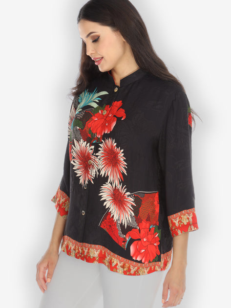 Chrysanthemum Border Silk Blouse – CITRON CLOTHING