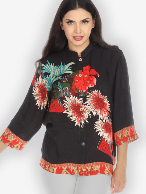 Chrysanthemum Border Silk Blouse – CITRON CLOTHING