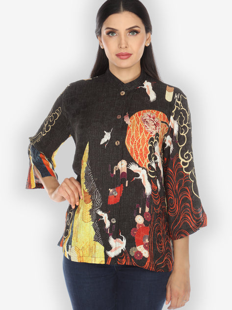 Chrysanthemum Crane Citron Style Silk Blouse – CITRON CLOTHING