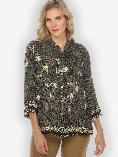 Black Cranes Citron Style Silk Blouse – CITRON CLOTHING