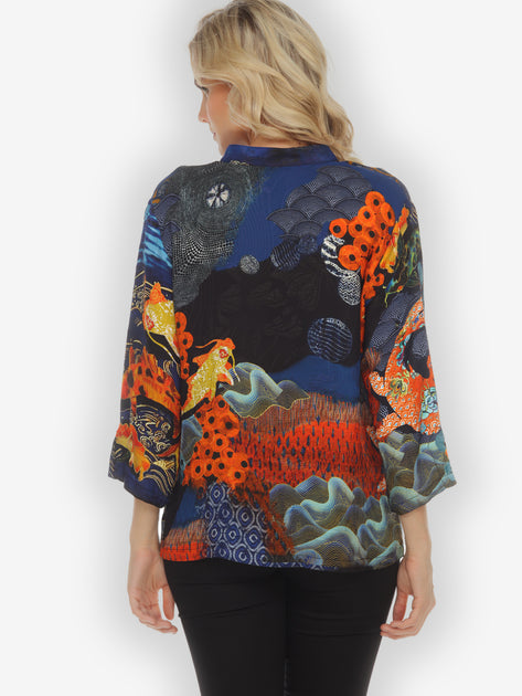 Royal Koi Pond Citron Style Silk Blouse – CITRON CLOTHING