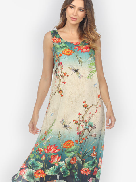 Lotus With Dragonfly Tank Dress – CITRON CLOTHING